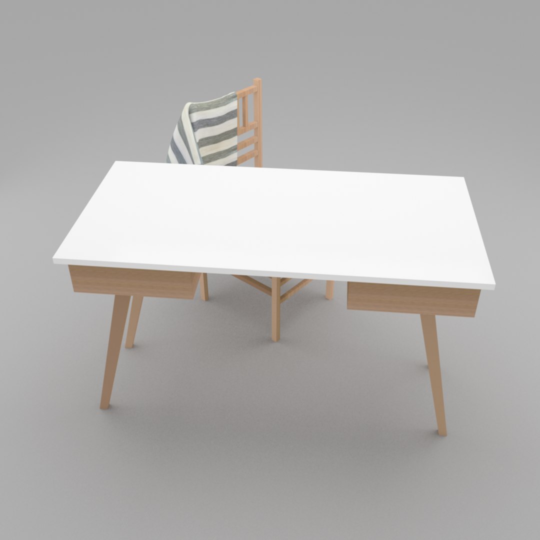 Study Table Chair 3d Model