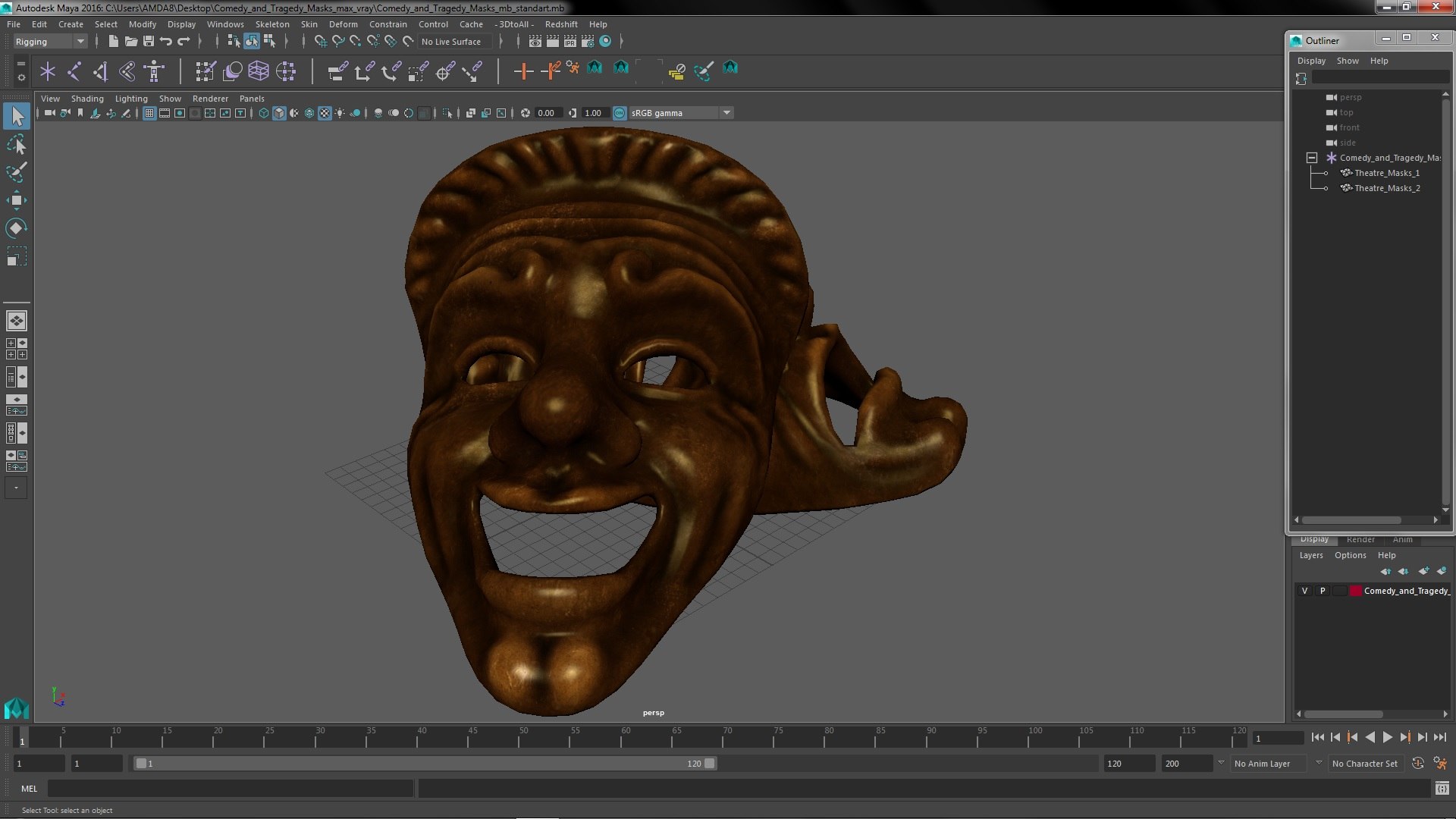 3D model Comedy and Tragedy Masks - TurboSquid 2094950