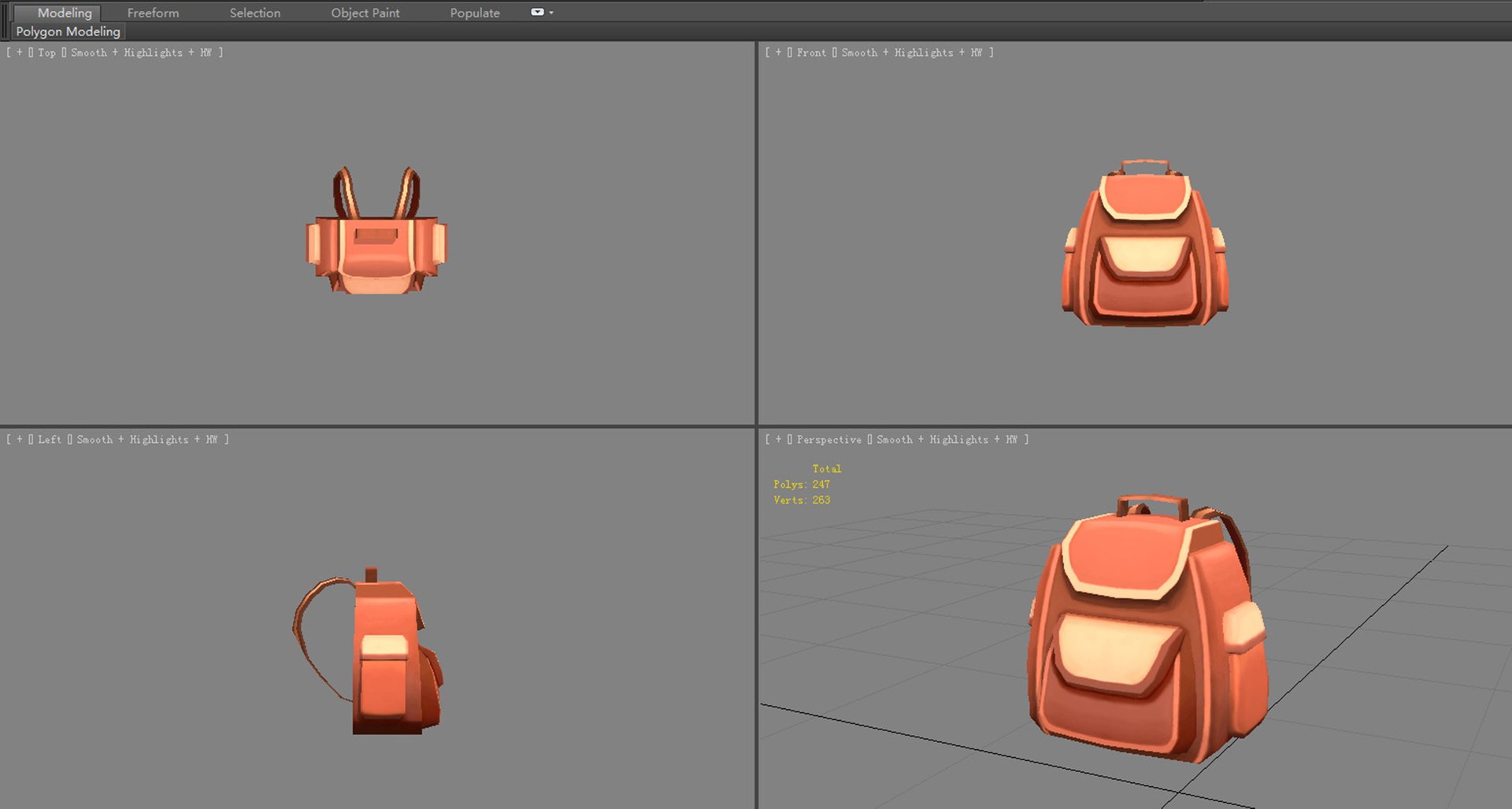 3D Cartoon Schoolbag -Brown Low-poly 3D Model - TurboSquid 1950404