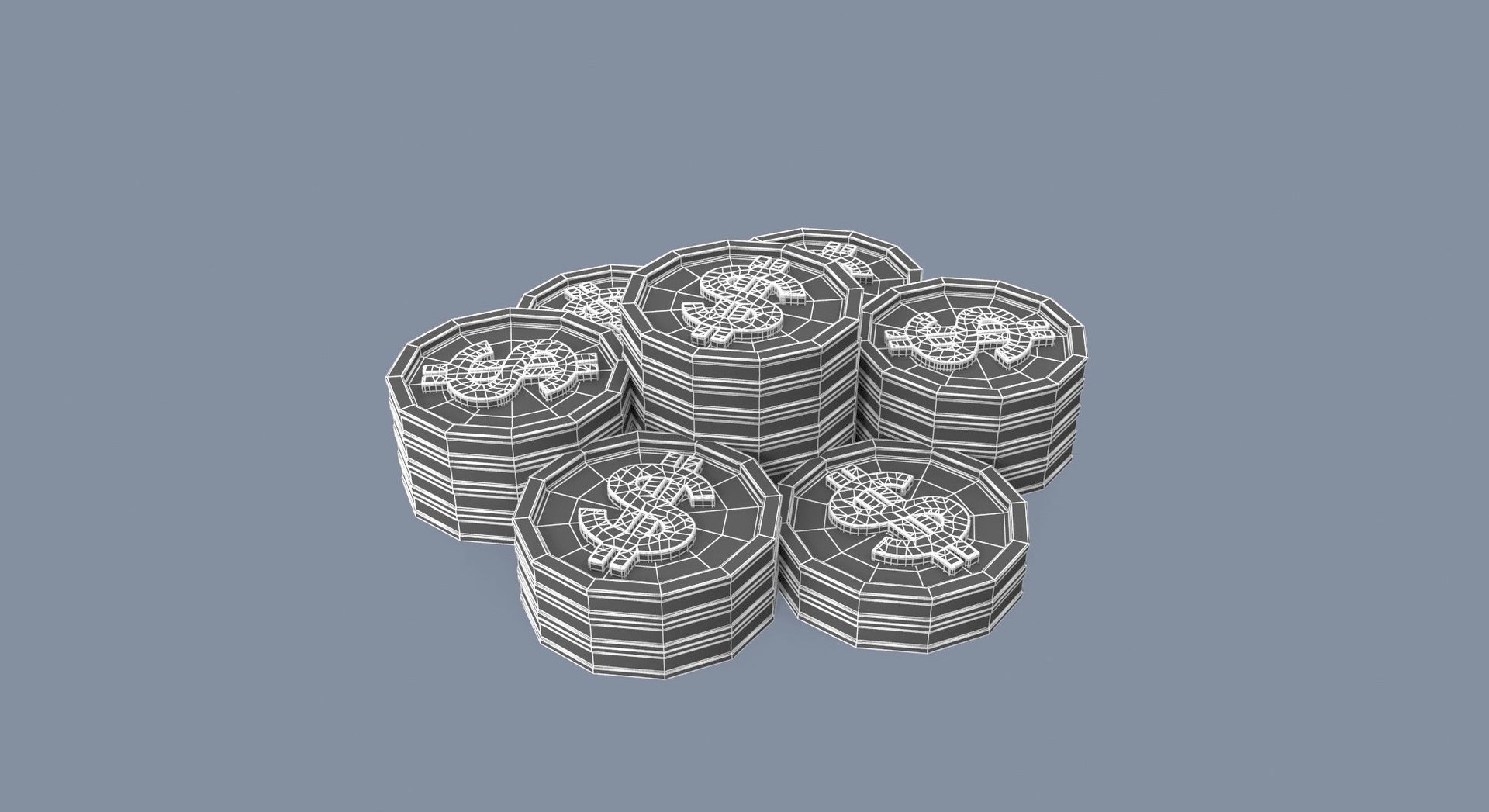 3D Stack Dollar Coins Gold Model - TurboSquid 1956010