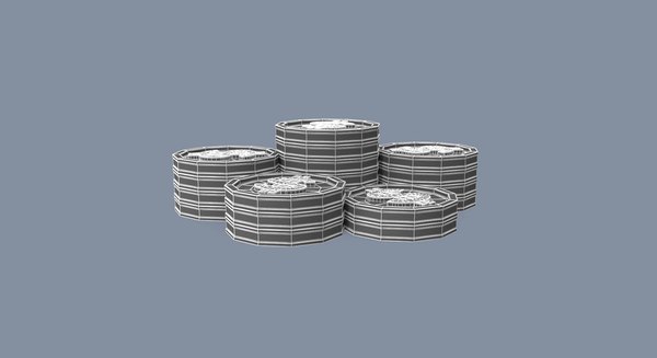 3D Stack Dollar Coins Gold model - TurboSquid 1956010