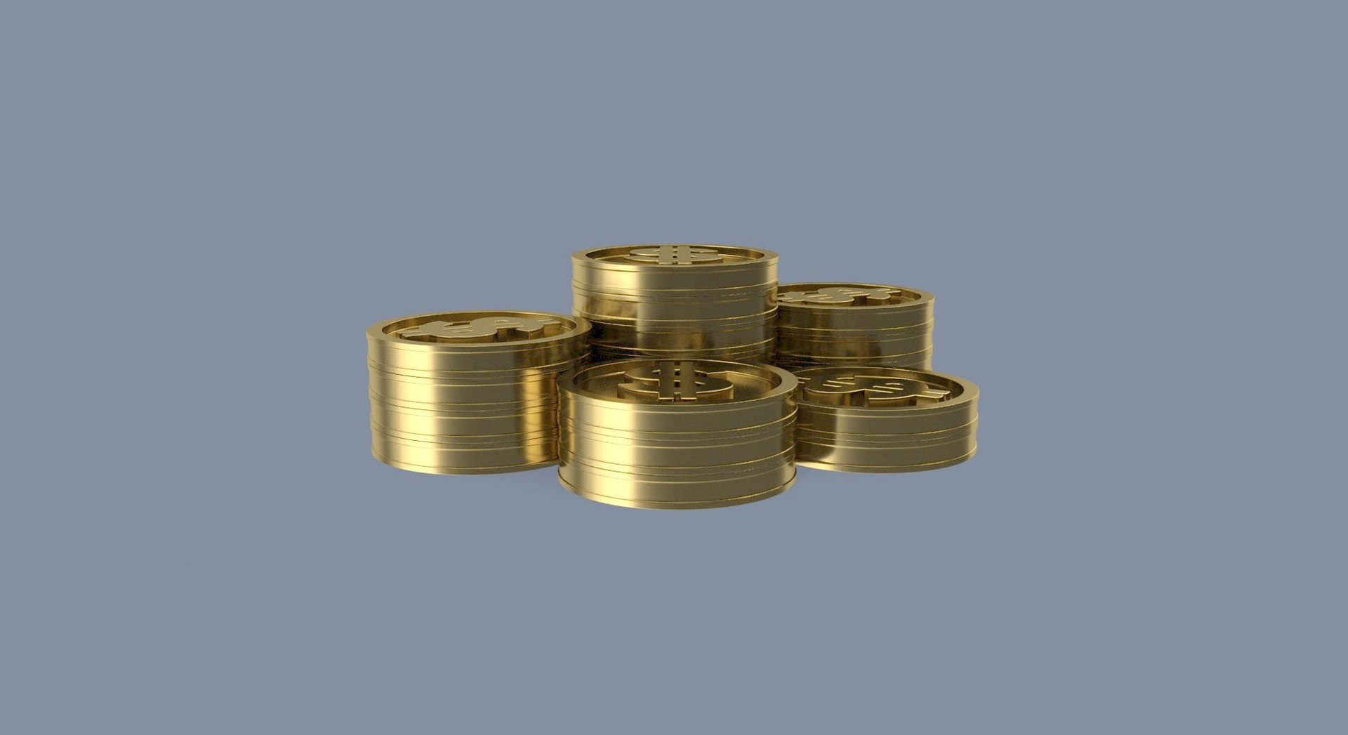 3D Stack Dollar Coins Gold Model - TurboSquid 1956010