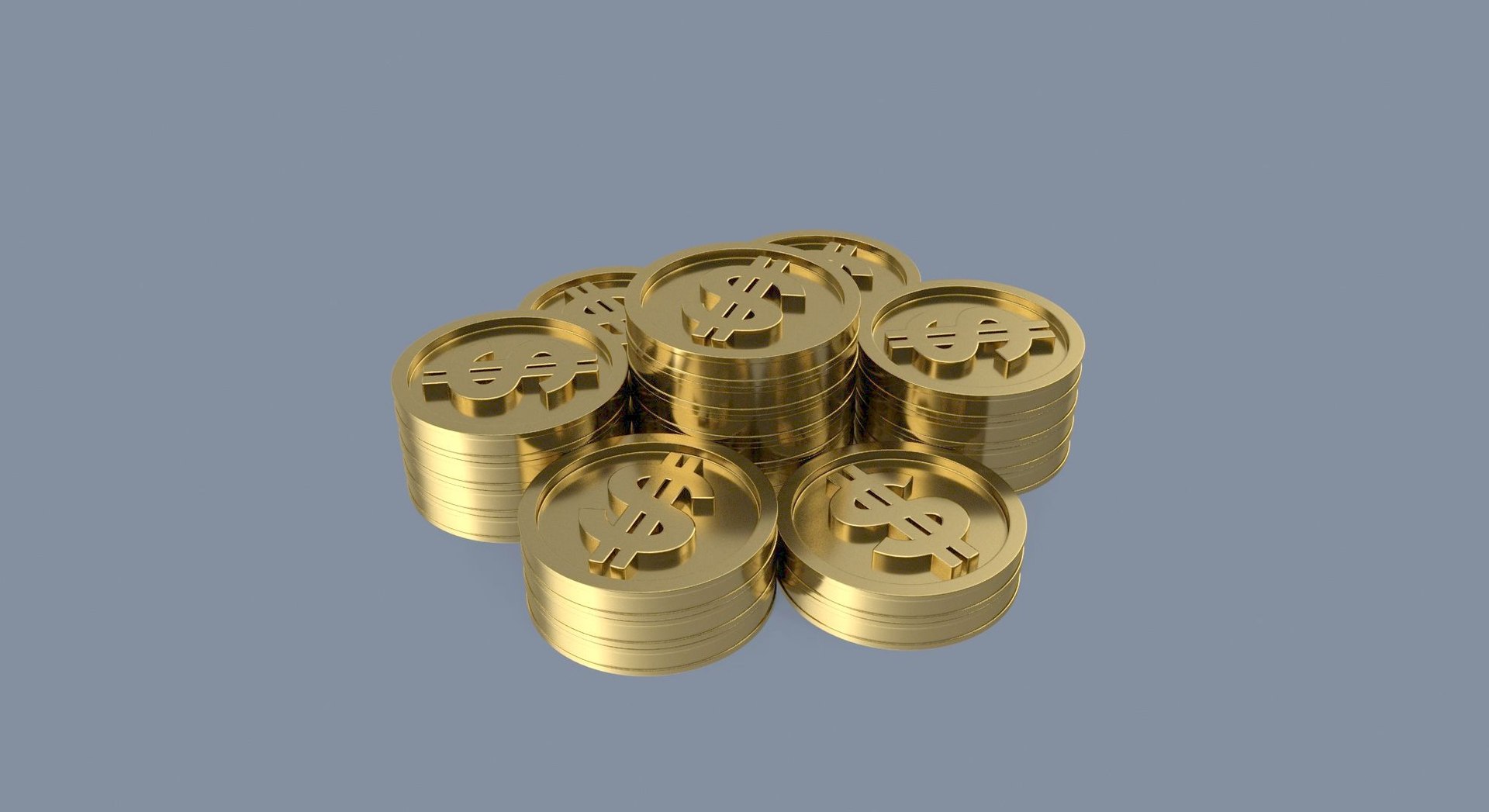 3D Stack Dollar Coins Gold Model - TurboSquid 1956010