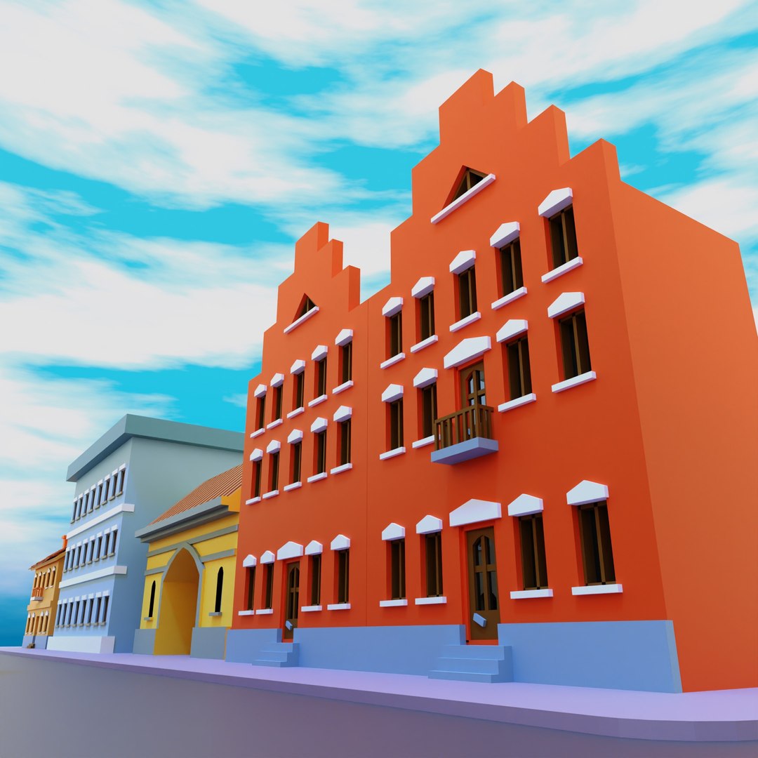 3D Model 3D Model Of A Cartoon Stylized Street - TurboSquid 1932322