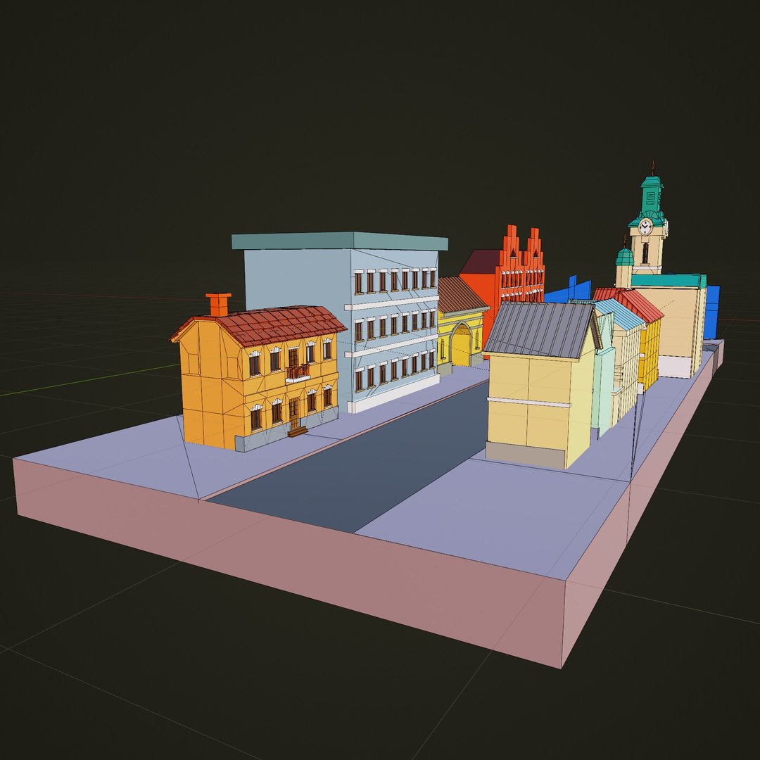 3D Model 3D Model Of A Cartoon Stylized Street - TurboSquid 1932322