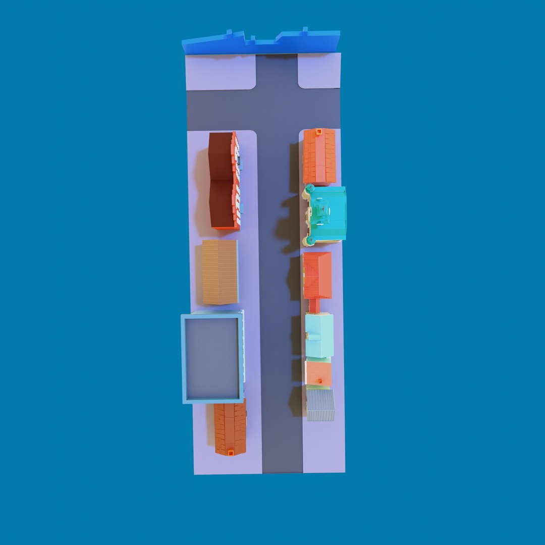 3D Model 3D Model Of A Cartoon Stylized Street - TurboSquid 1932322