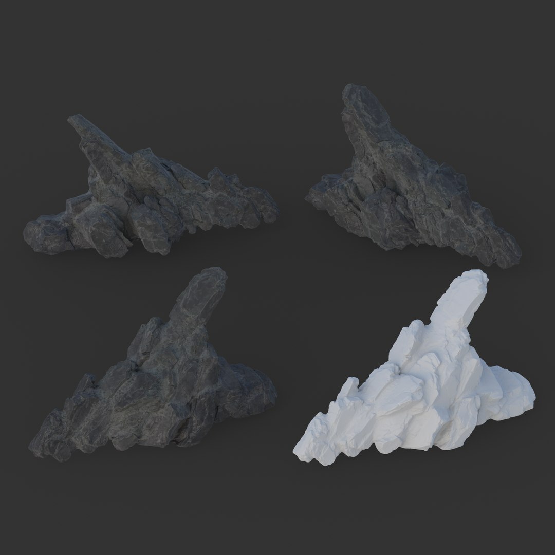 8 Low Poly PBR Black Spiky Modular Rocks 3D Model - TurboSquid 2162407