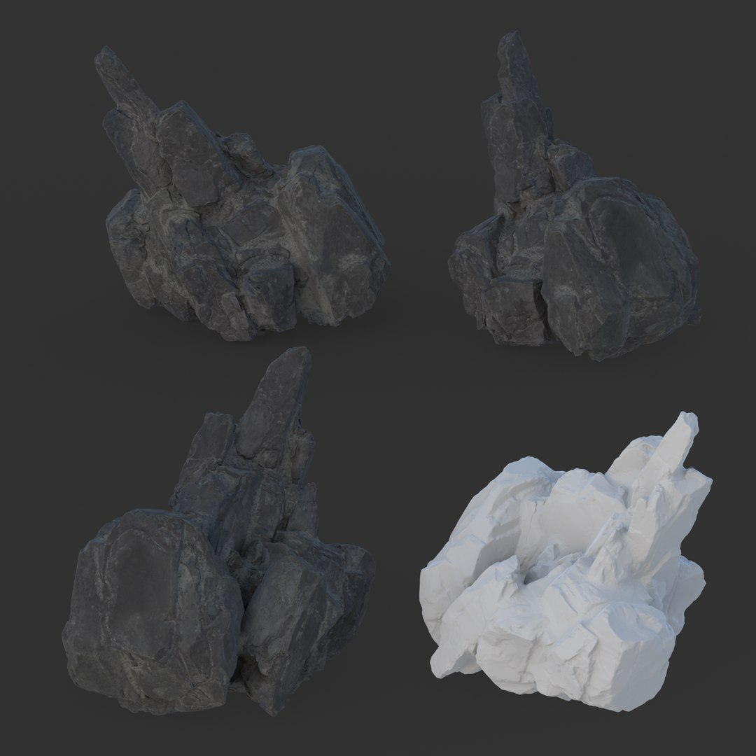 8 Low Poly PBR Black Spiky Modular Rocks 3D Model - TurboSquid 2162407