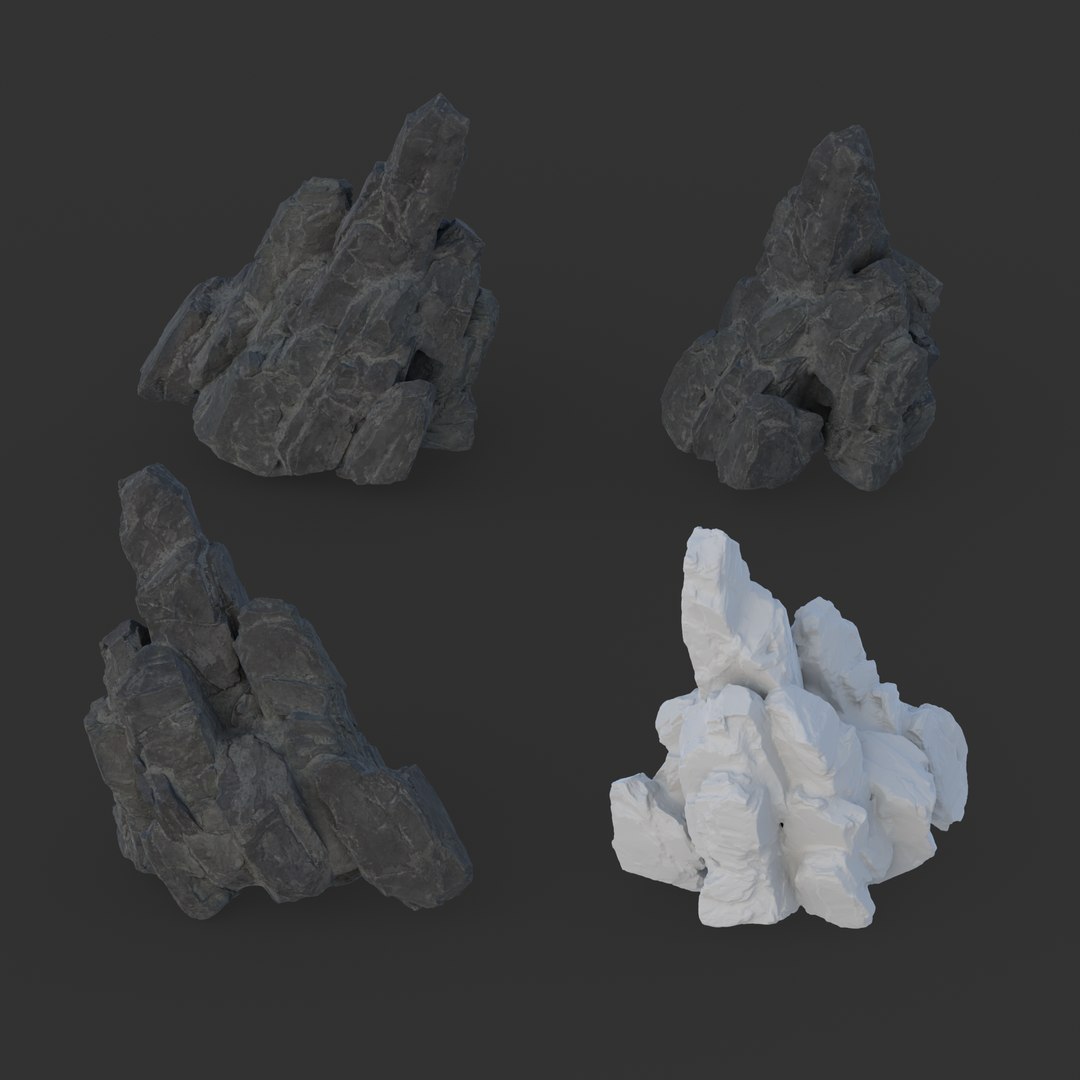 8 Low Poly PBR Black Spiky Modular Rocks 3D Model - TurboSquid 2162407