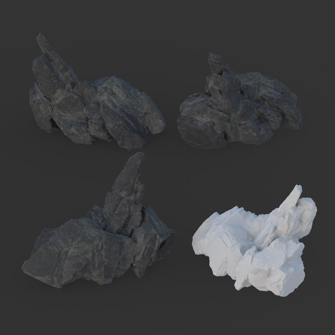 8 Low Poly PBR Black Spiky Modular Rocks 3D Model - TurboSquid 2162407