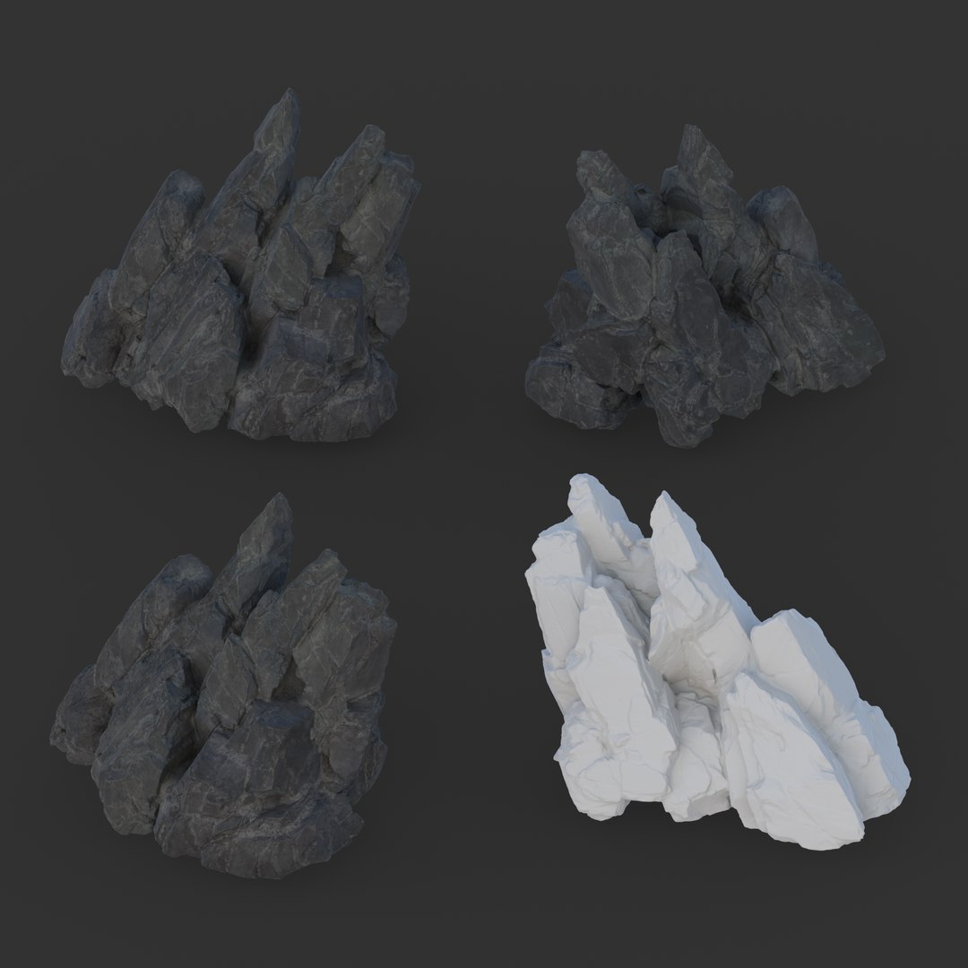 8 Low Poly PBR Black Spiky Modular Rocks 3D Model - TurboSquid 2162407