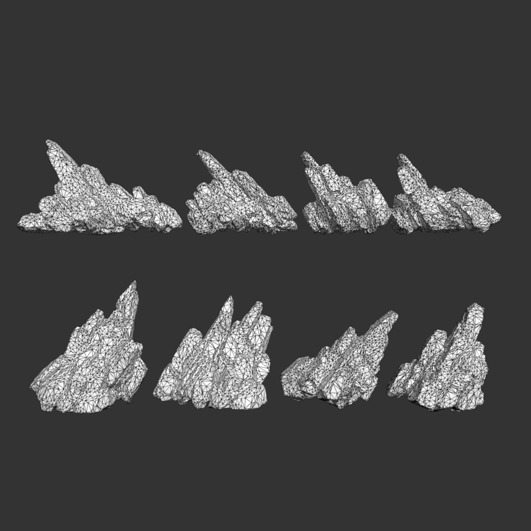 8 Low Poly PBR Black Spiky Modular Rocks 3D Model - TurboSquid 2162407
