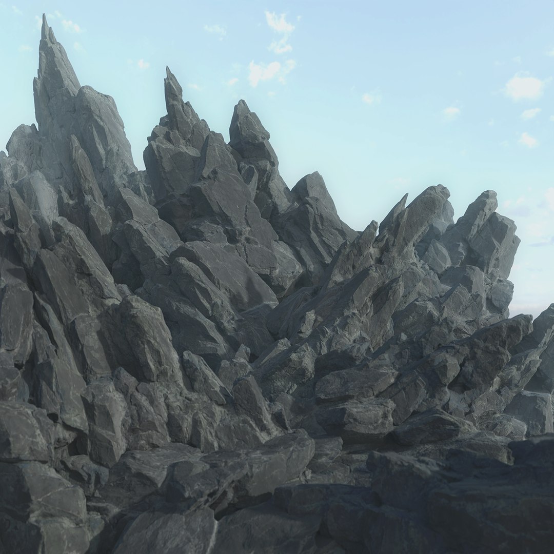 8 Low Poly PBR Black Spiky Modular Rocks 3D Model - TurboSquid 2162407