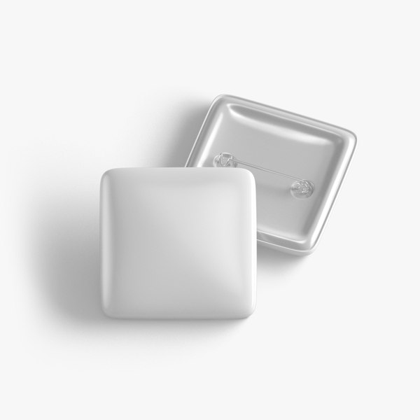 modelo 3d White Square Button Badge - plastic clutch pin - TurboSquid ...