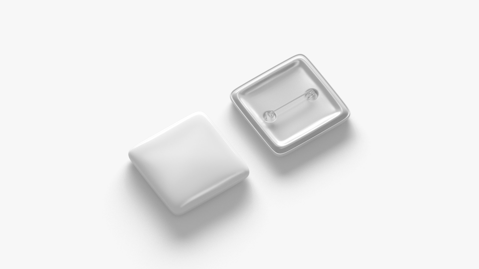 3D Model White Square Button Badge - Plastic Clutch Pin - TurboSquid 1991532