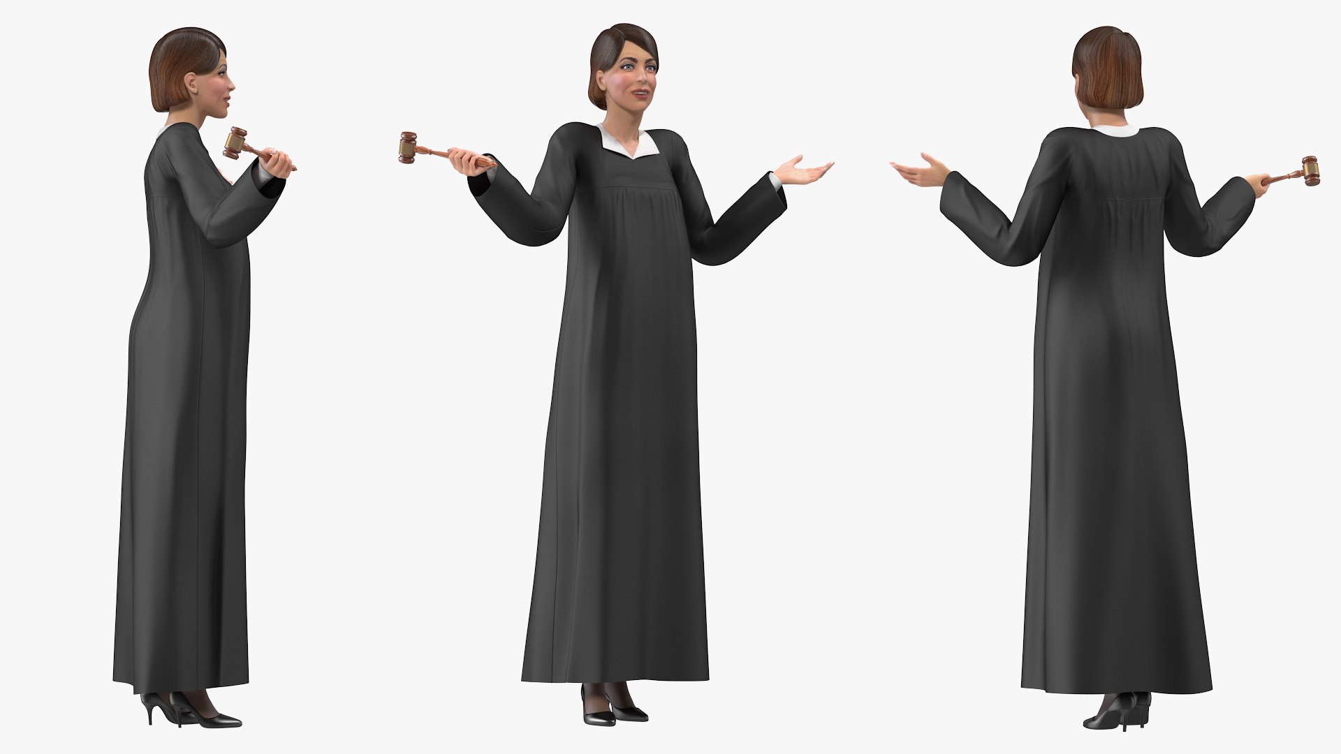 3D female magistrate holding gavel model - TurboSquid 1614306