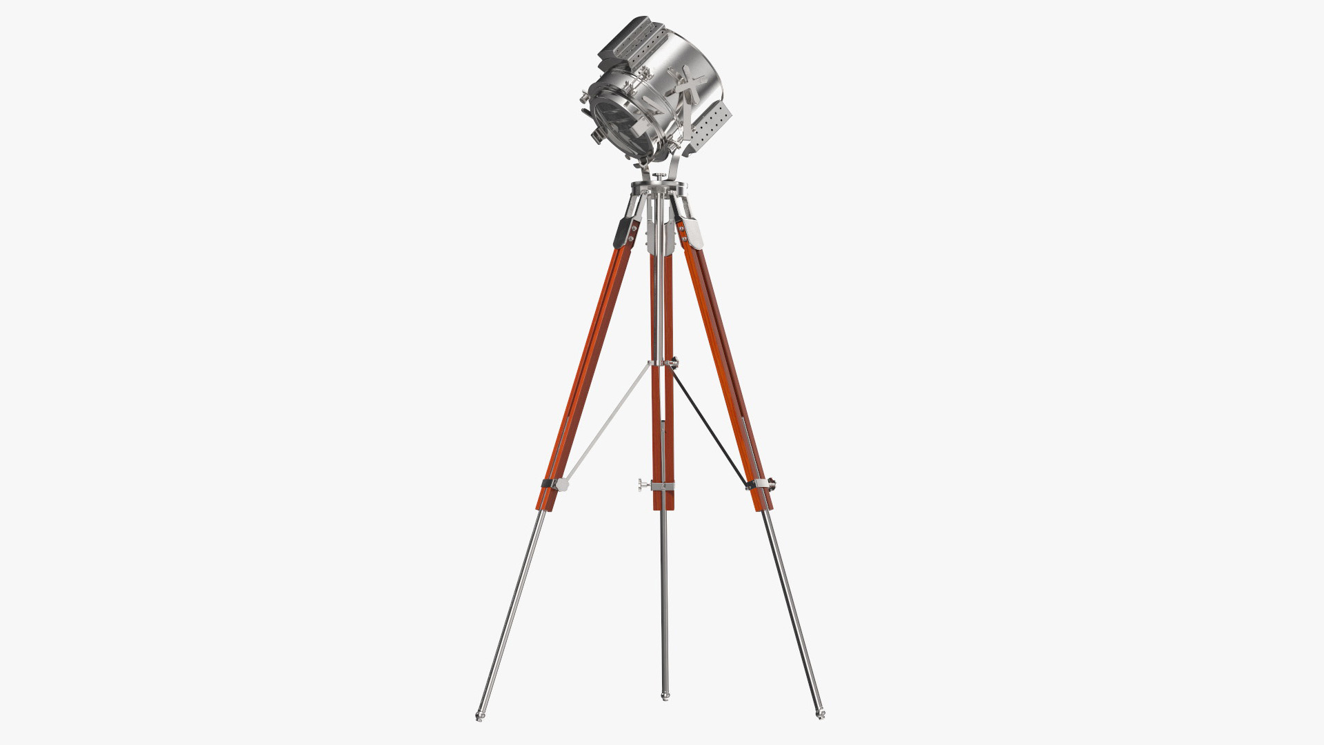 3D model Retro Searchlight Lamp Wooden Tripod Rigged for Cinema 4D ...