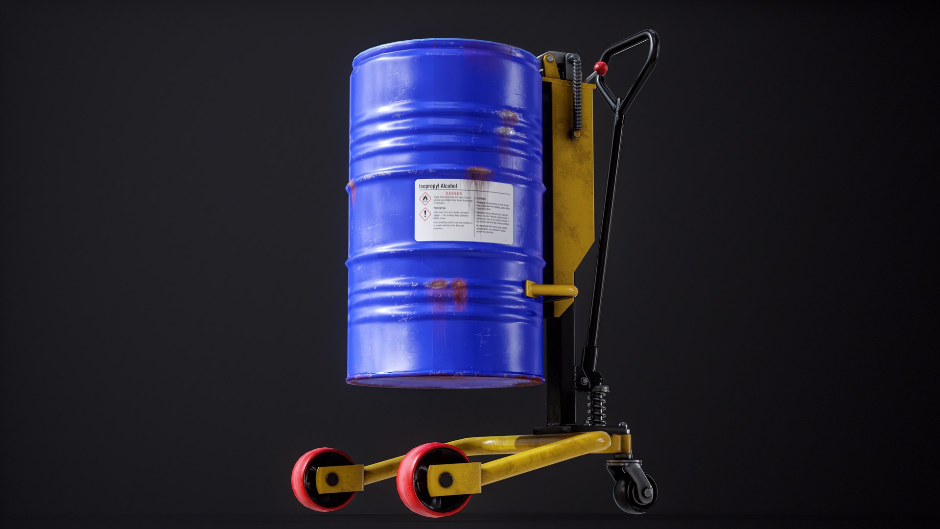 Drum Pallet Truck - Barrel Lifting Transporter PBR 3D Model ...