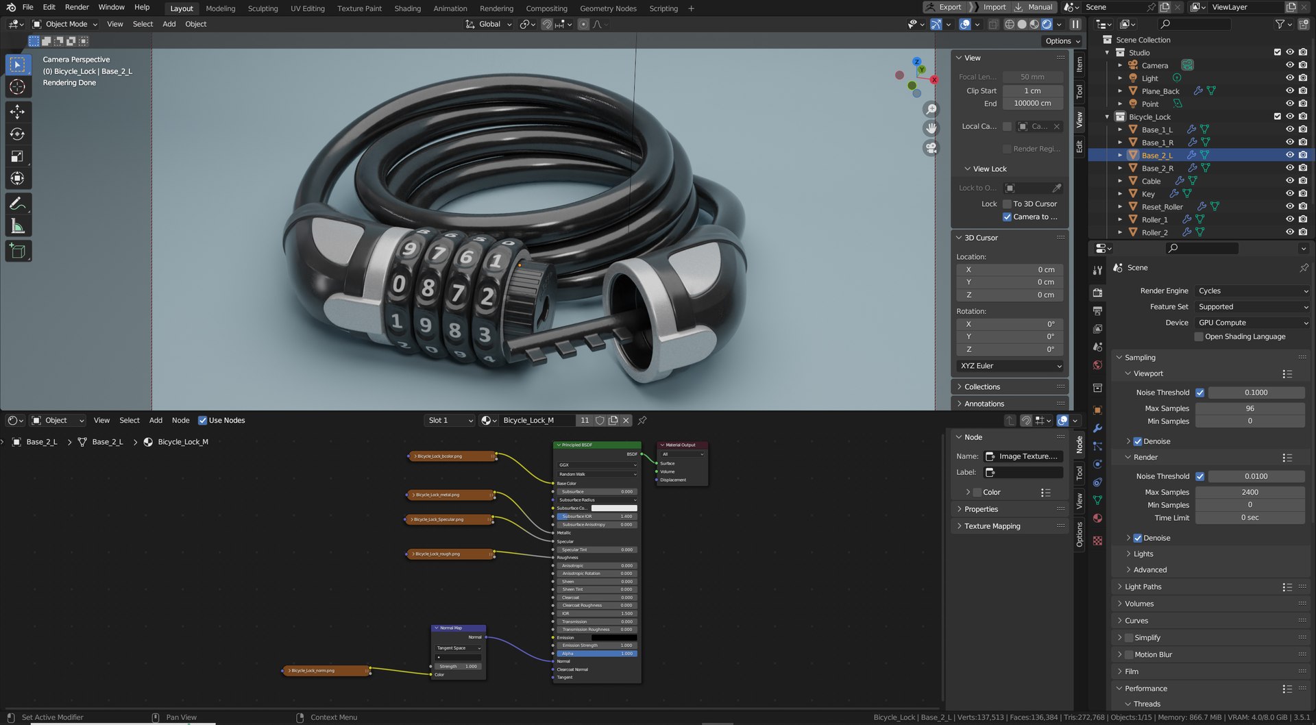 3D Model Bicycle Lock - TurboSquid 2184360