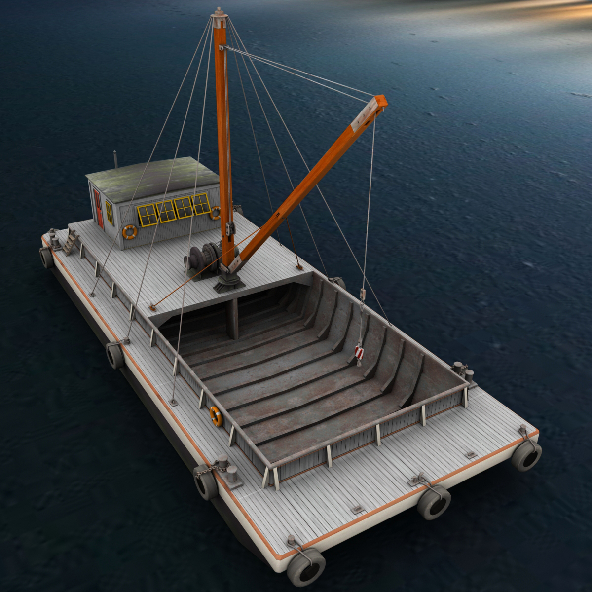 cargo barges floating tugboat max