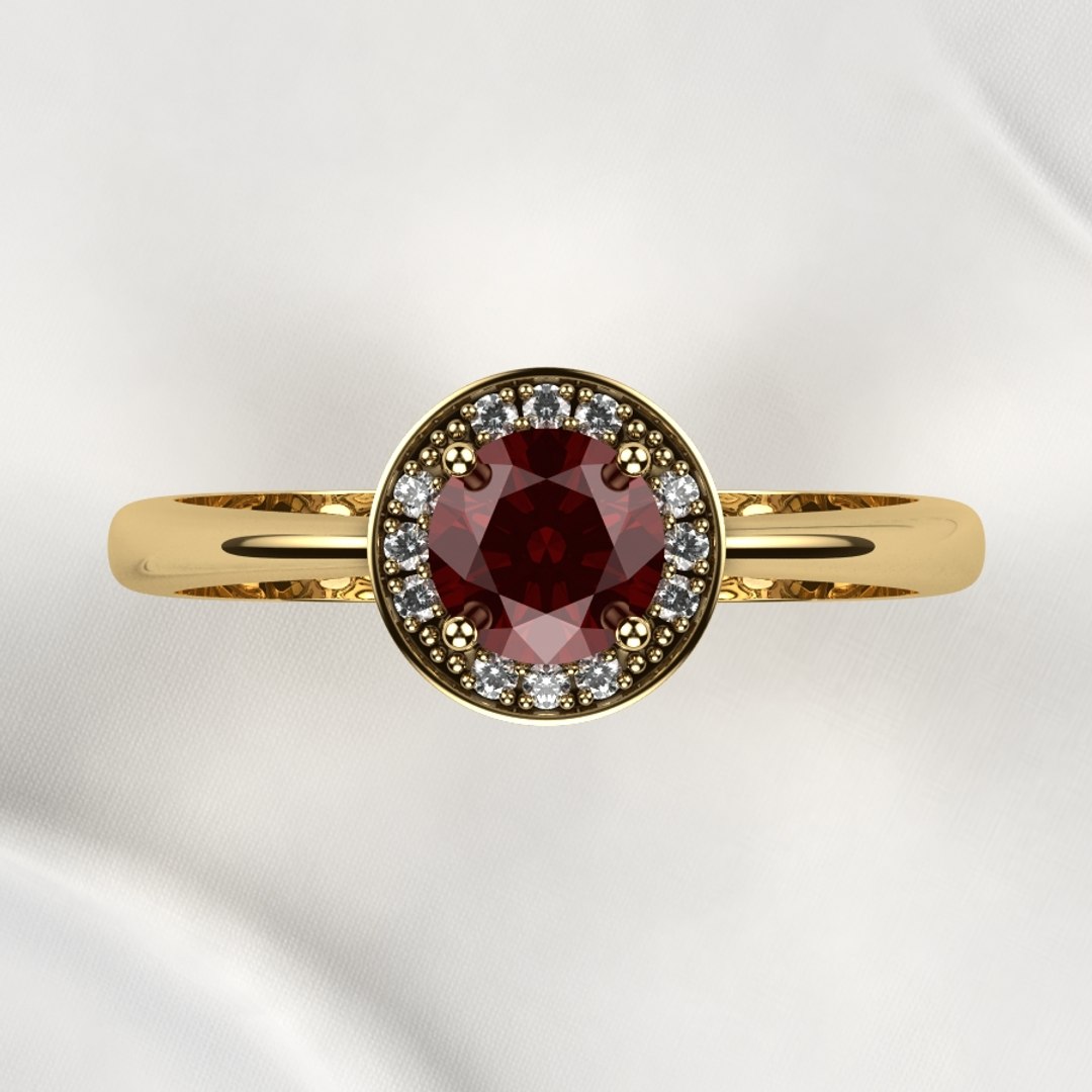 3D 5mm Ruby Fashion Gold Ring - TurboSquid 1881568