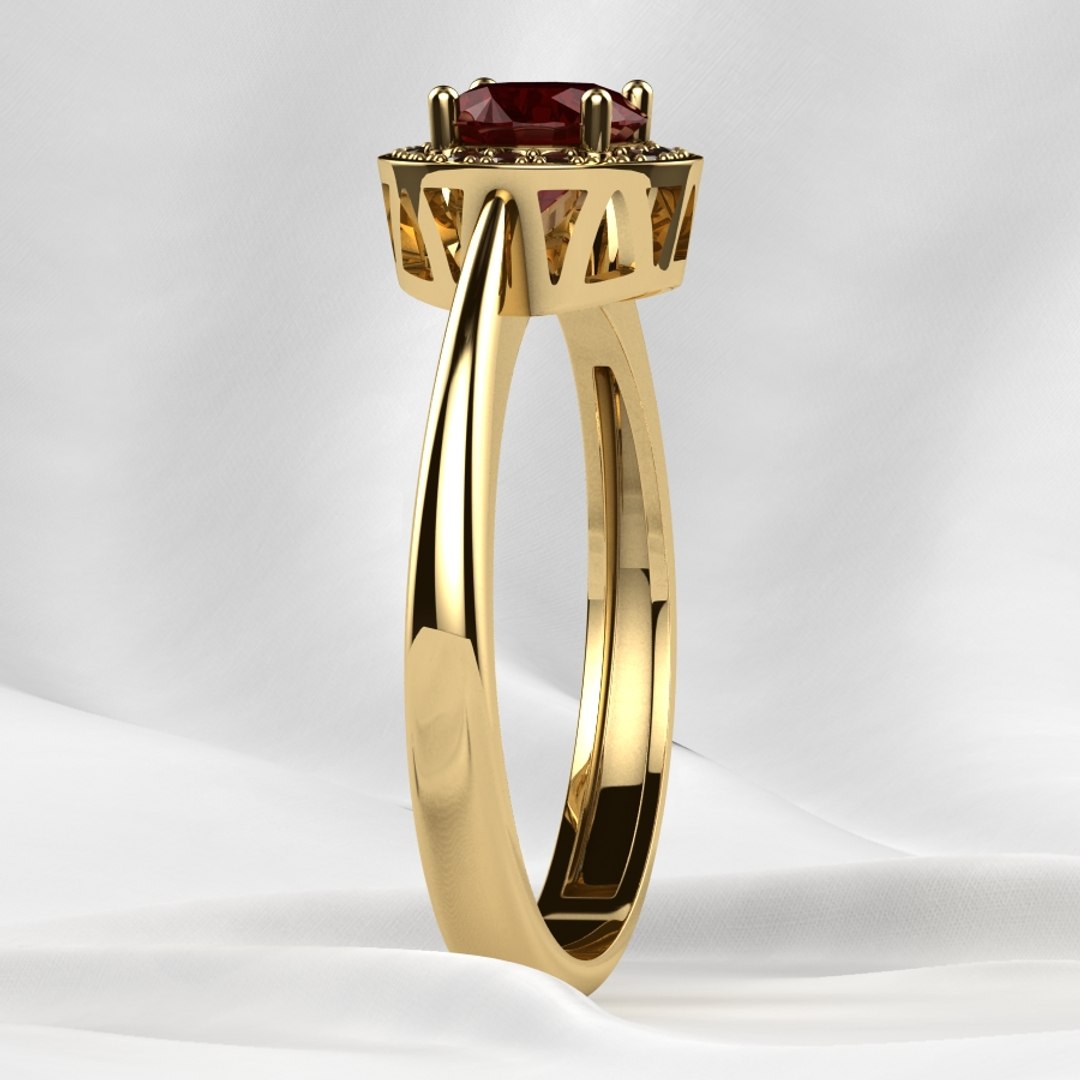 3D 5mm Ruby Fashion Gold Ring - TurboSquid 1881568