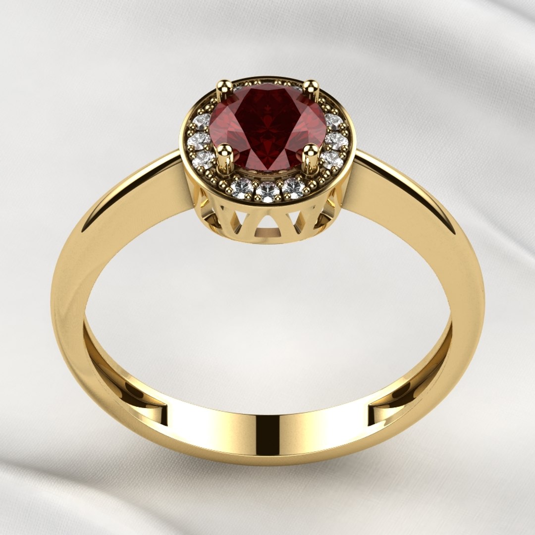 3D 5mm Ruby Fashion Gold Ring - TurboSquid 1881568