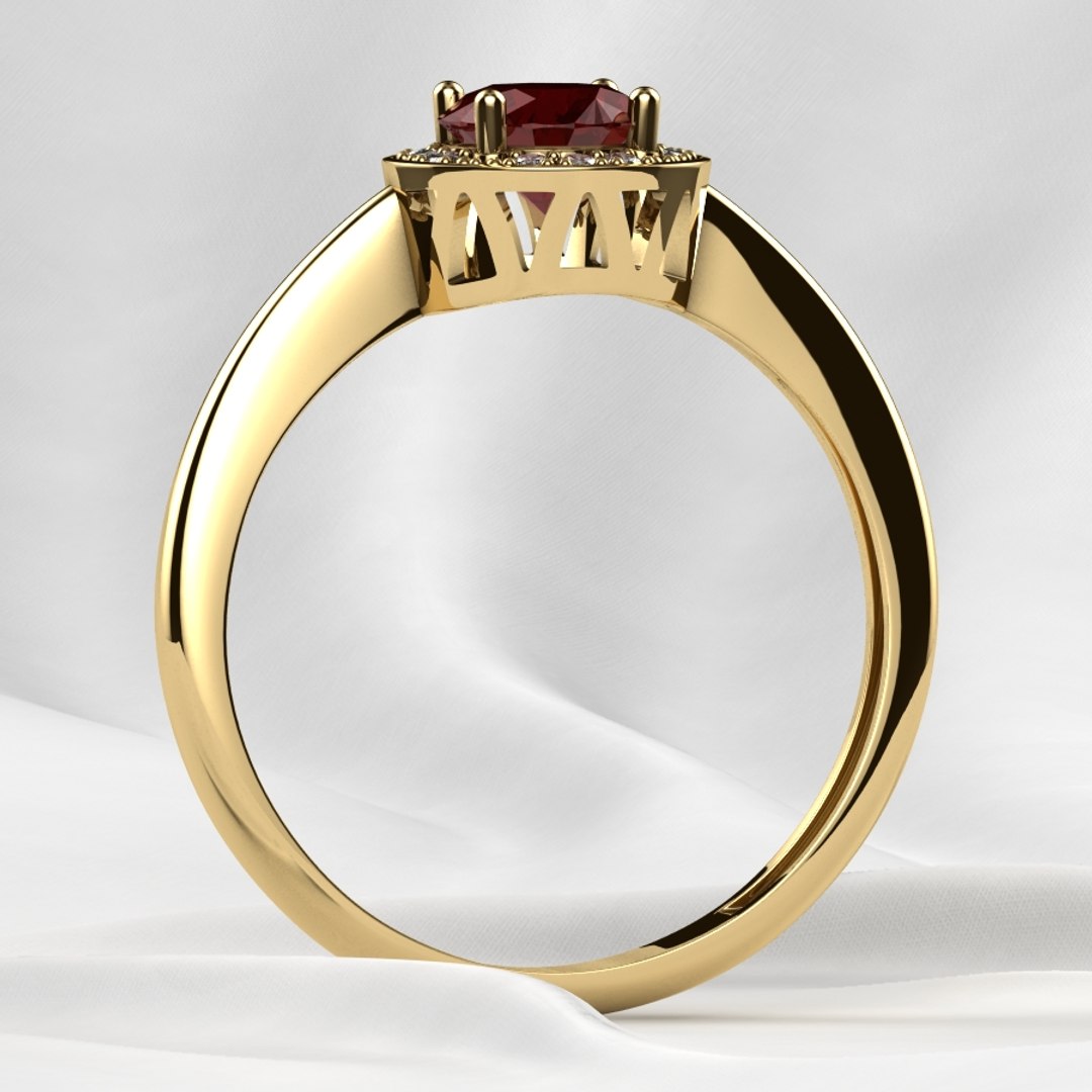 3D 5mm Ruby Fashion Gold Ring - TurboSquid 1881568