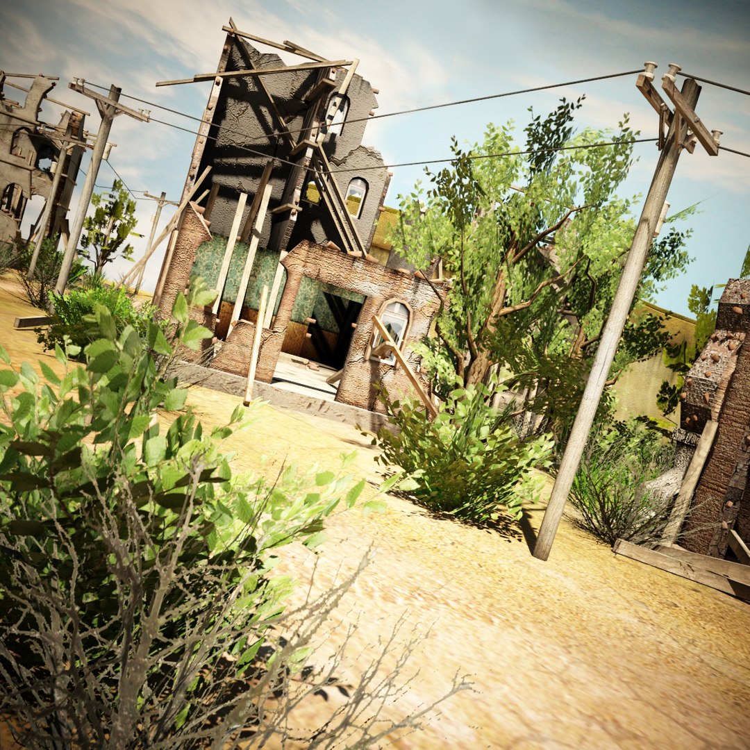 3d Destroyed Village Environment Model