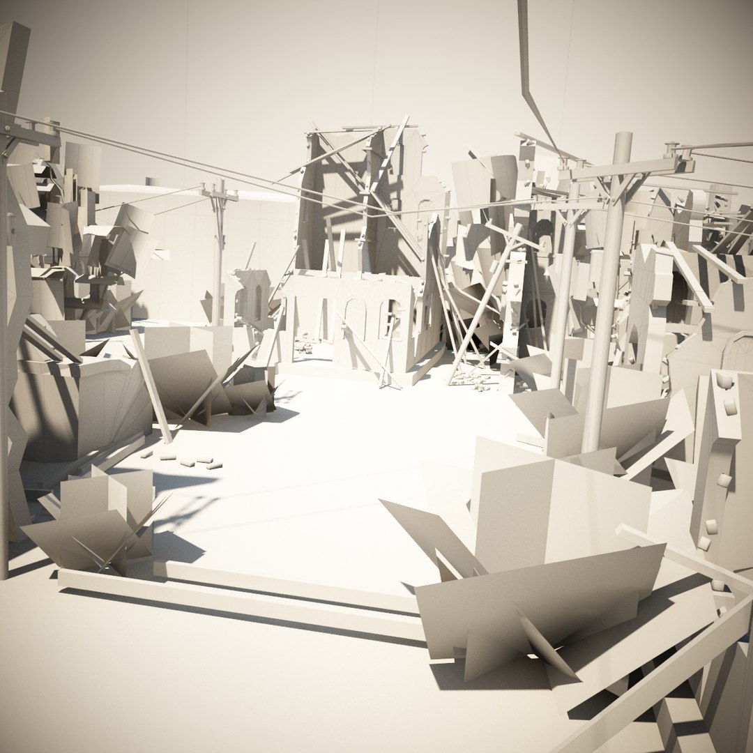 3d Destroyed Village Environment Model