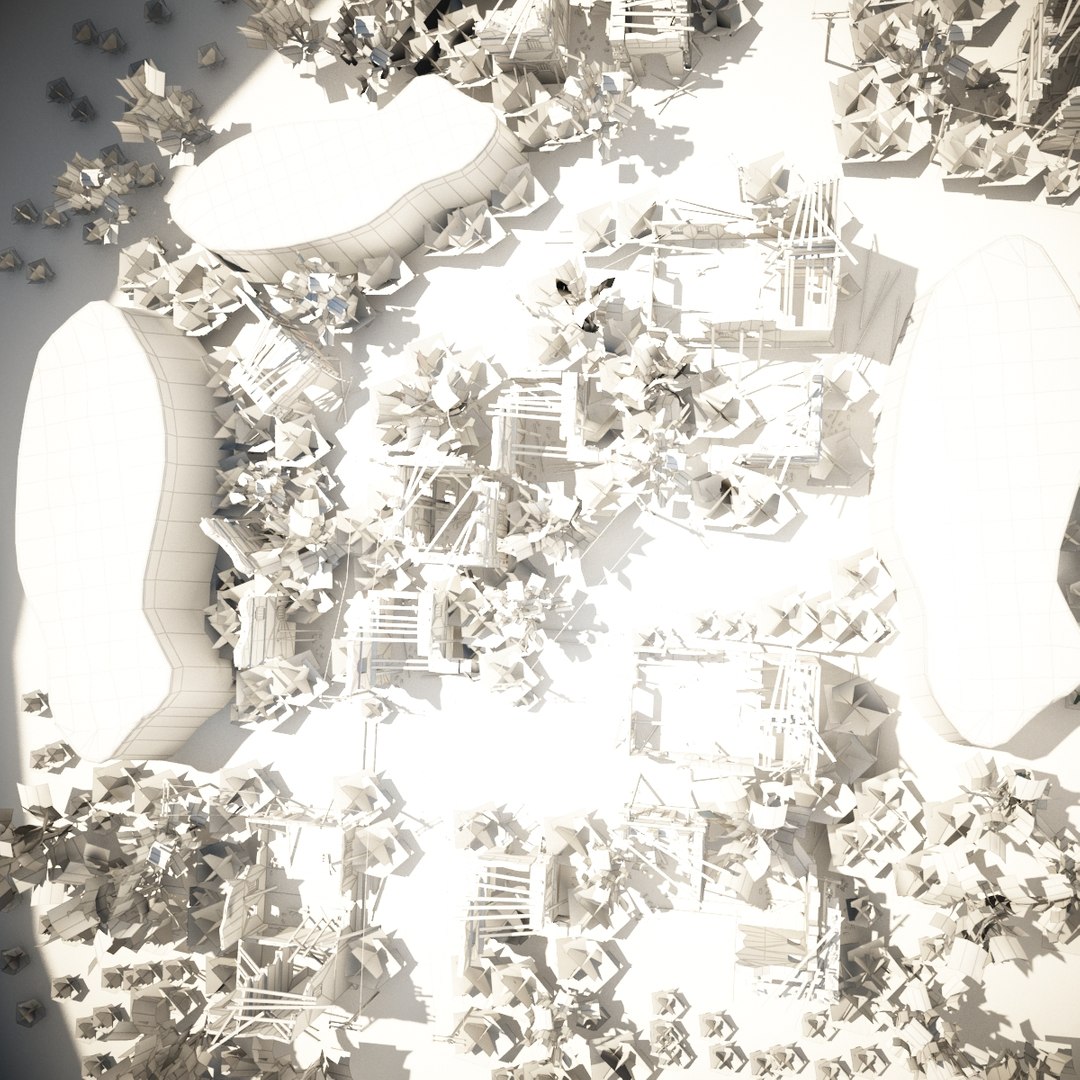 3d Destroyed Village Environment Model