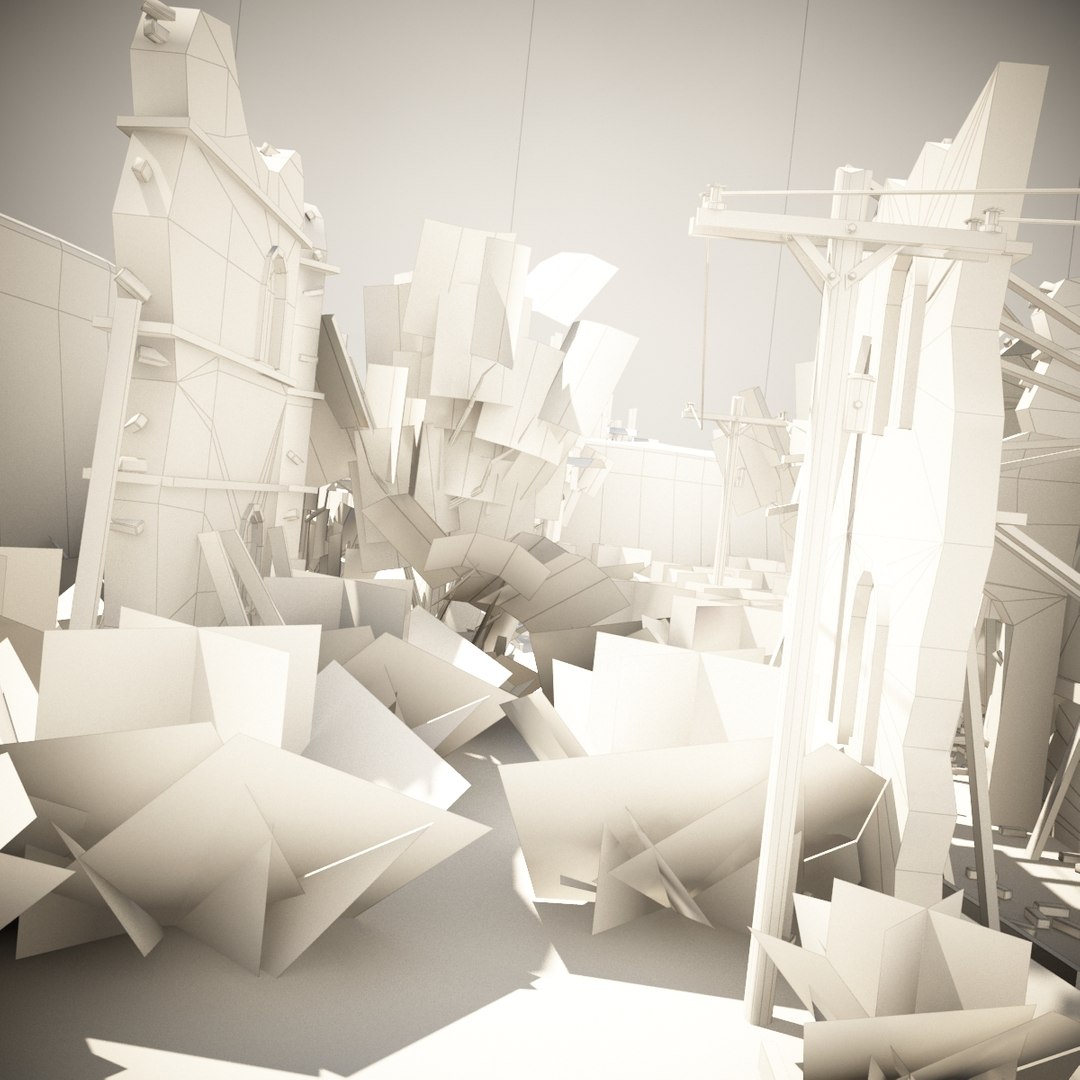 3d Destroyed Village Environment Model