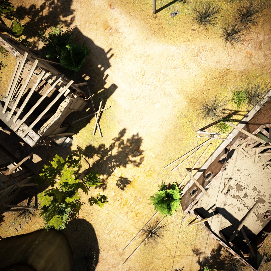 3d Destroyed Village Environment Model