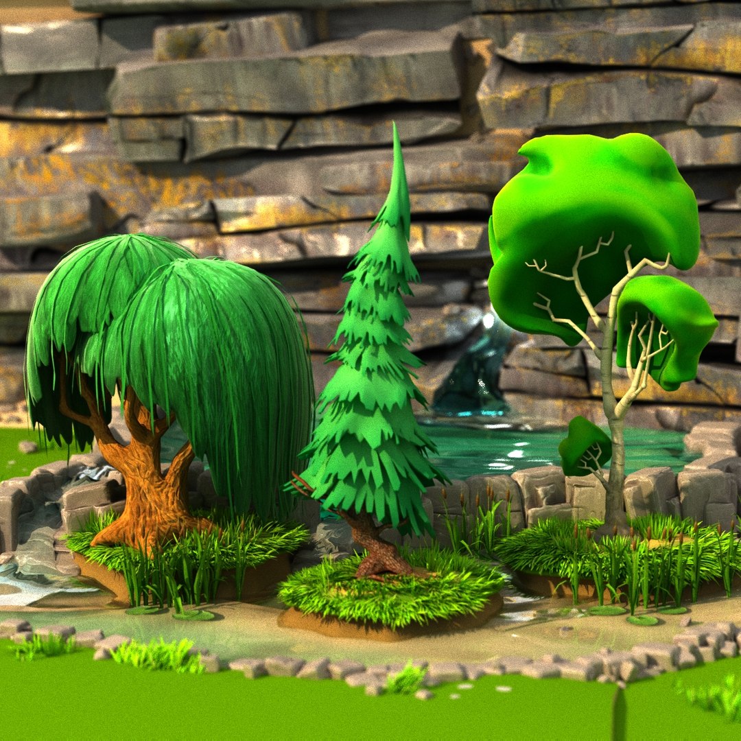 Max Cartoon Trees Stones