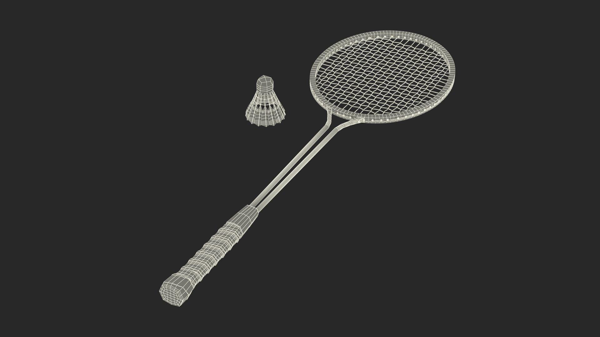 3D Badminton Racquet Set With Nylon Shuttle Model - TurboSquid 2208666