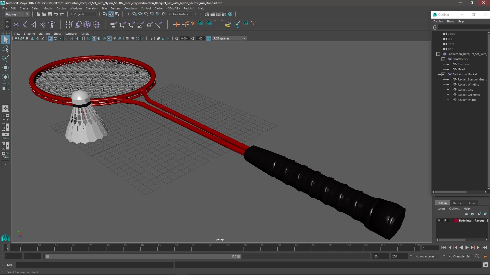 3D Badminton Racquet Set With Nylon Shuttle Model - TurboSquid 2208666