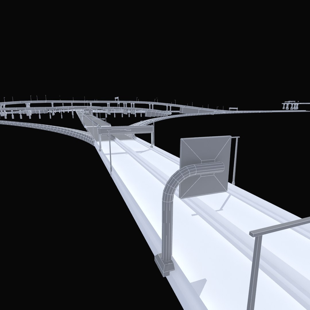 3d model highway road street lights