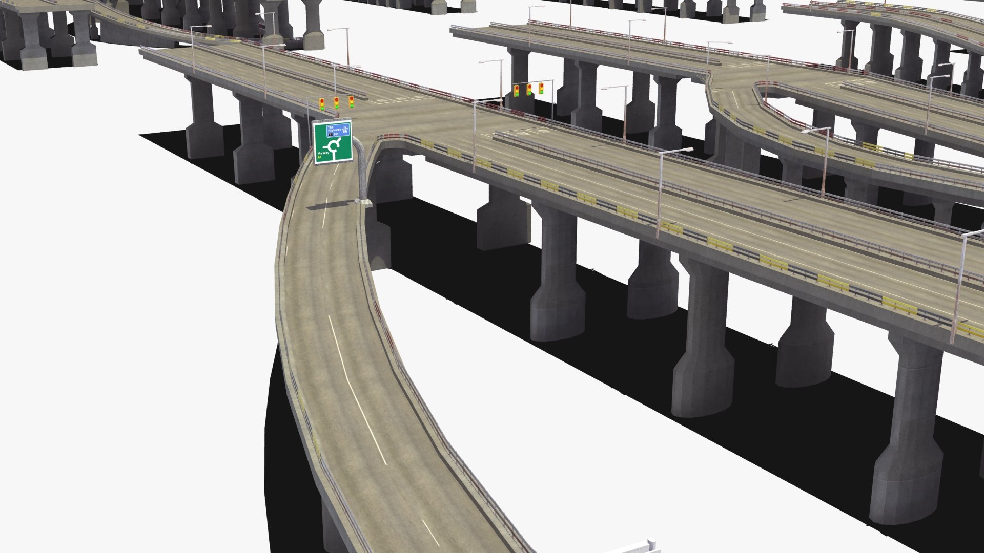 3d Model Highway Road Street Lights