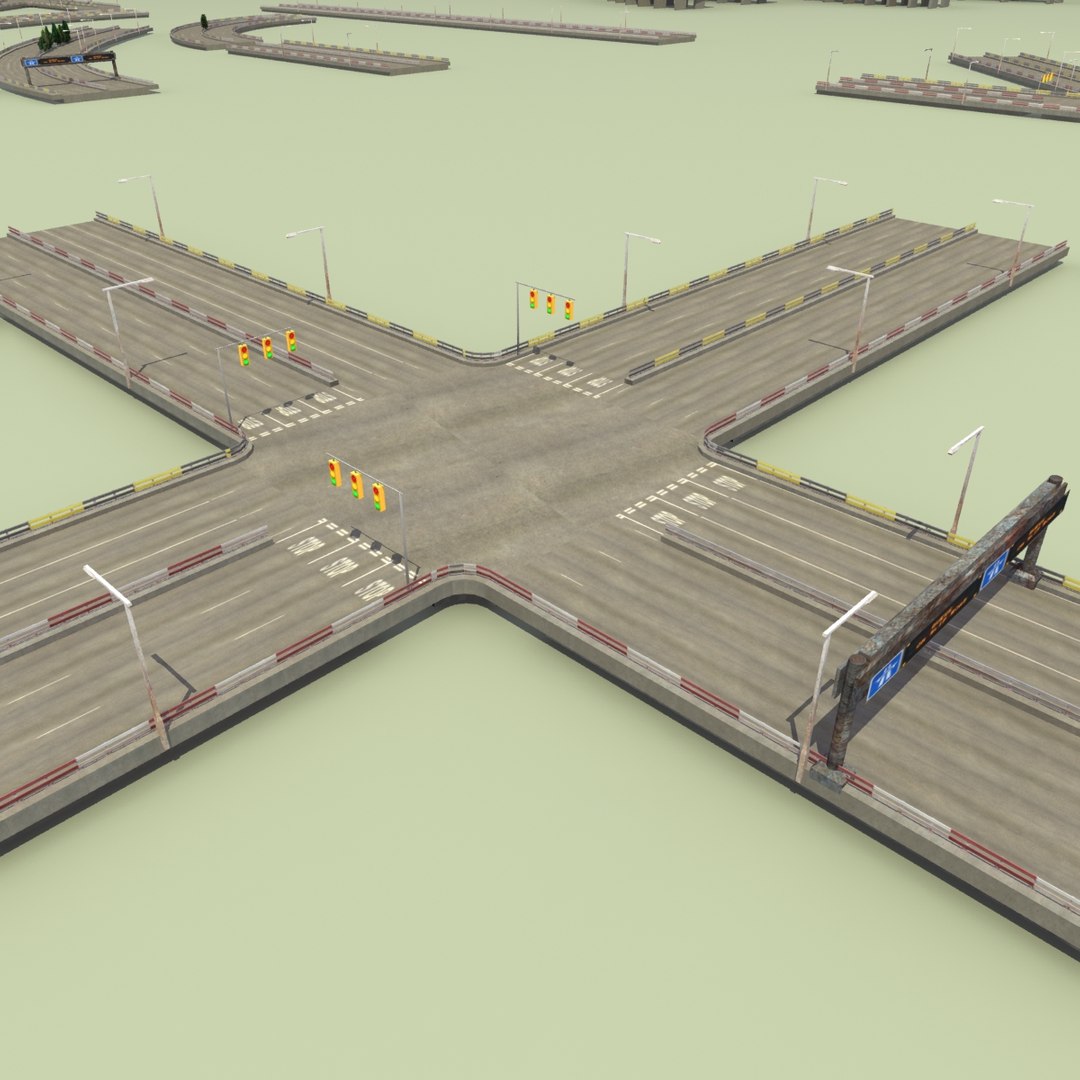 3d model highway road street lights