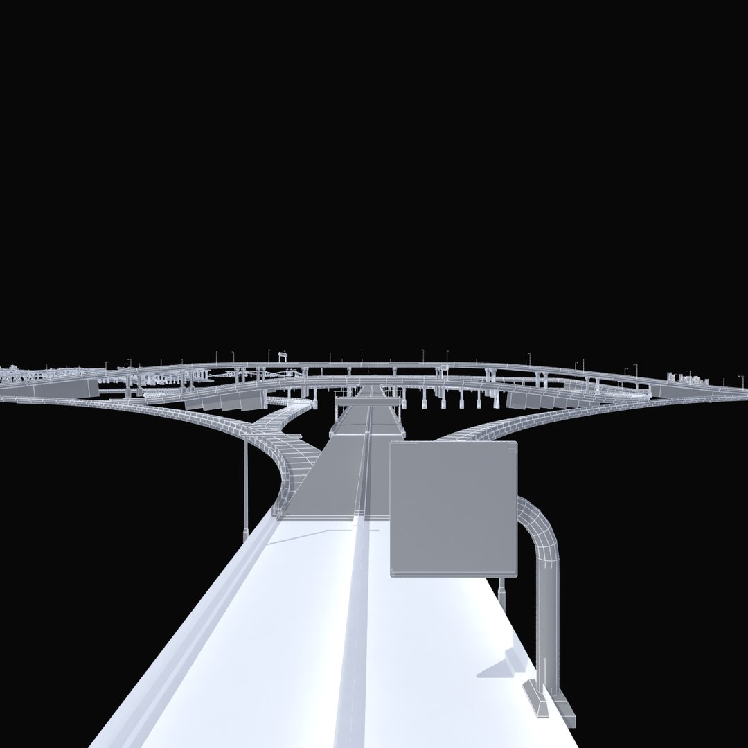 3d model highway road street lights