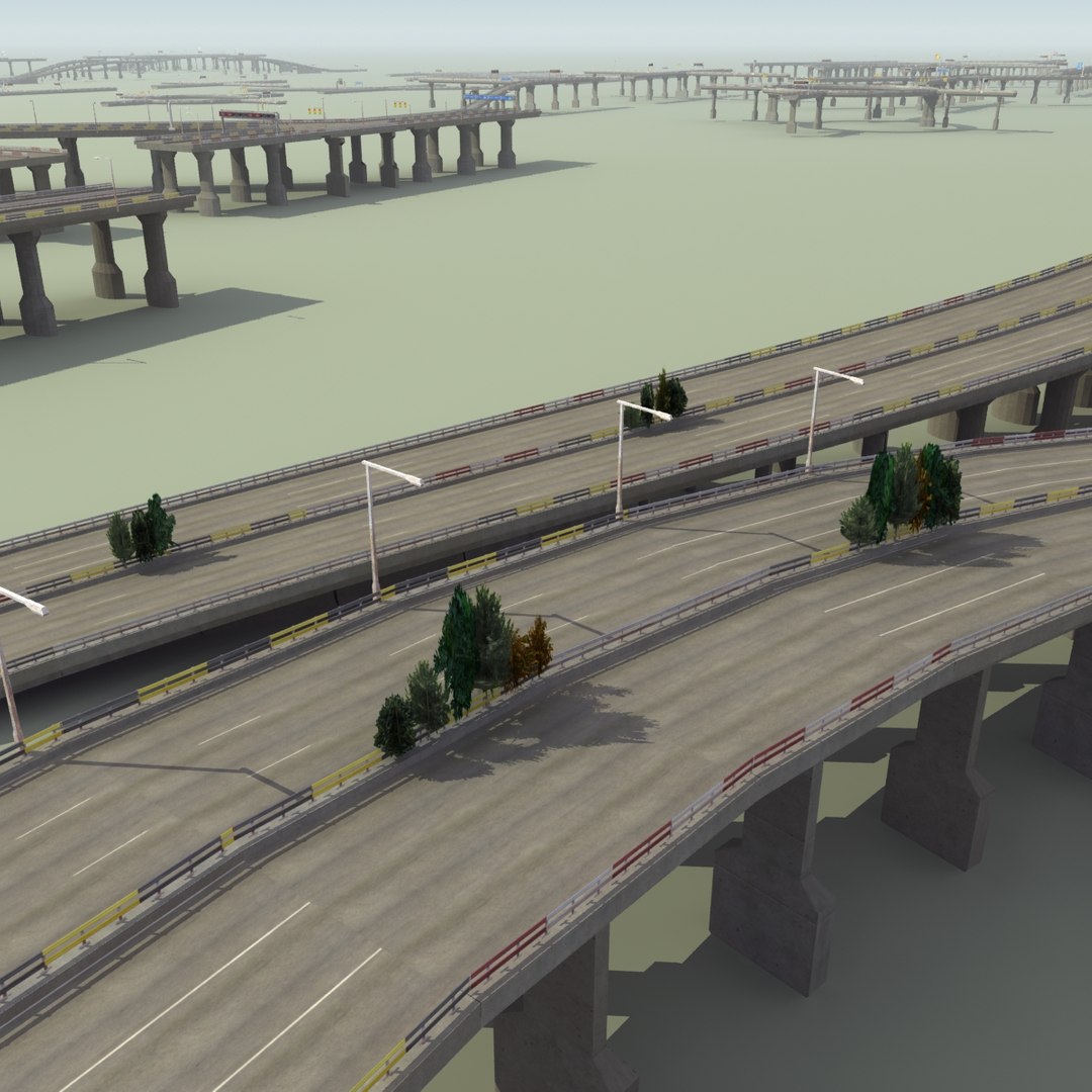 3d model highway road street lights