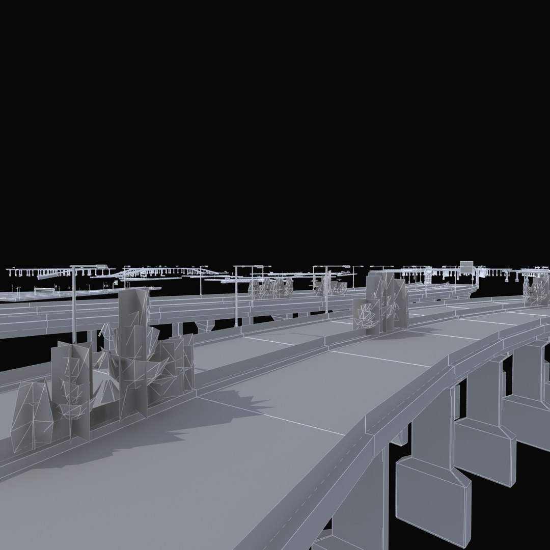 3d model highway road street lights