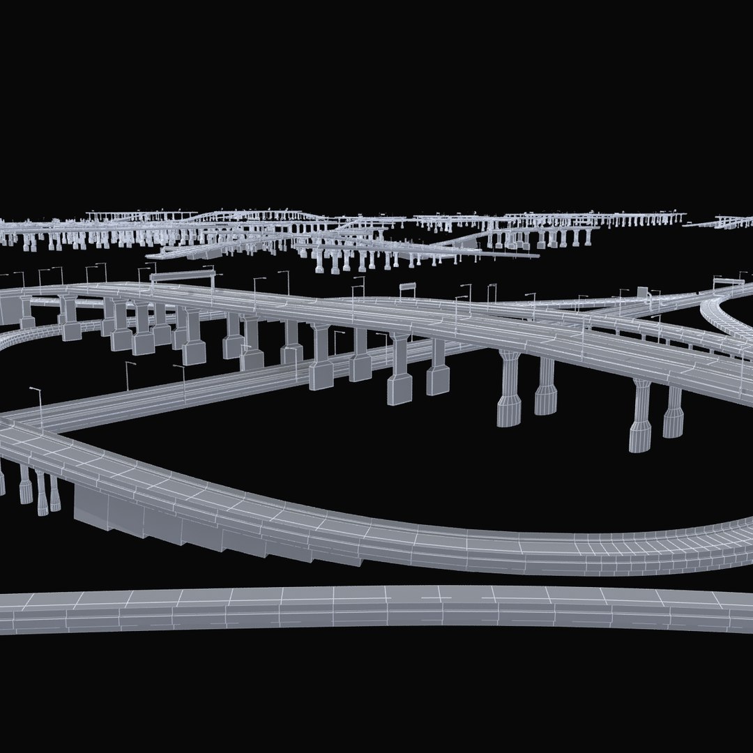 3d model highway road street lights