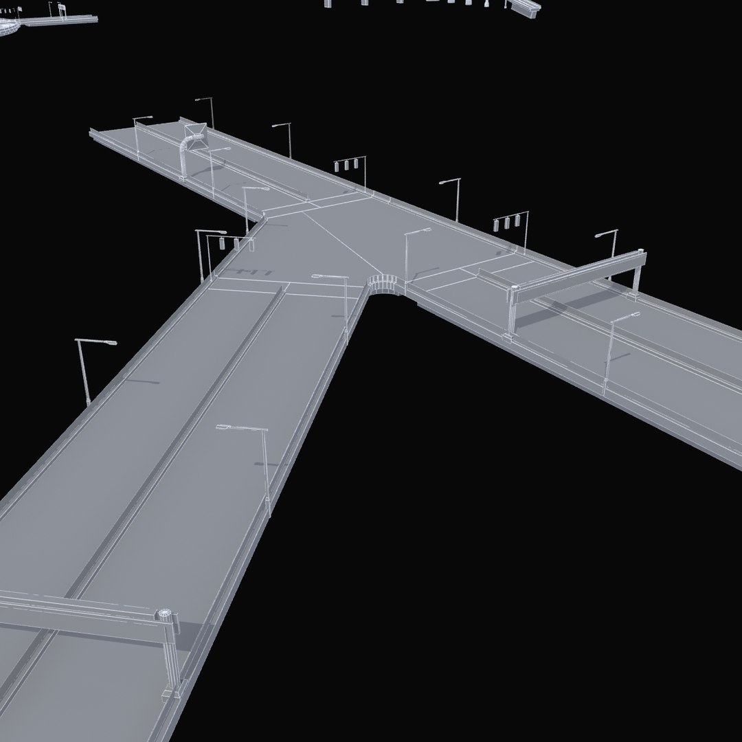 3d model highway road street lights