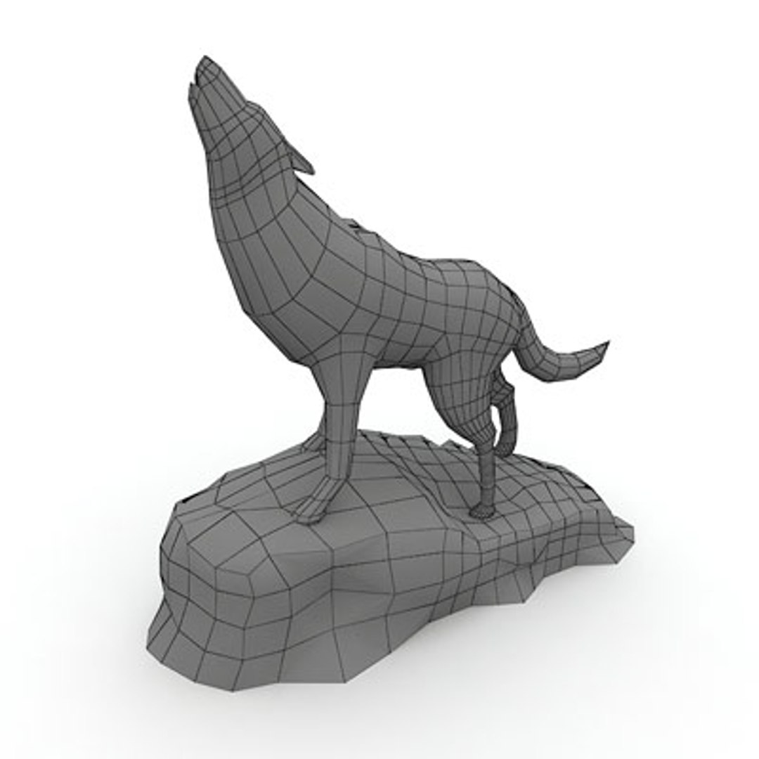 Polygonal Wolf 3d Model