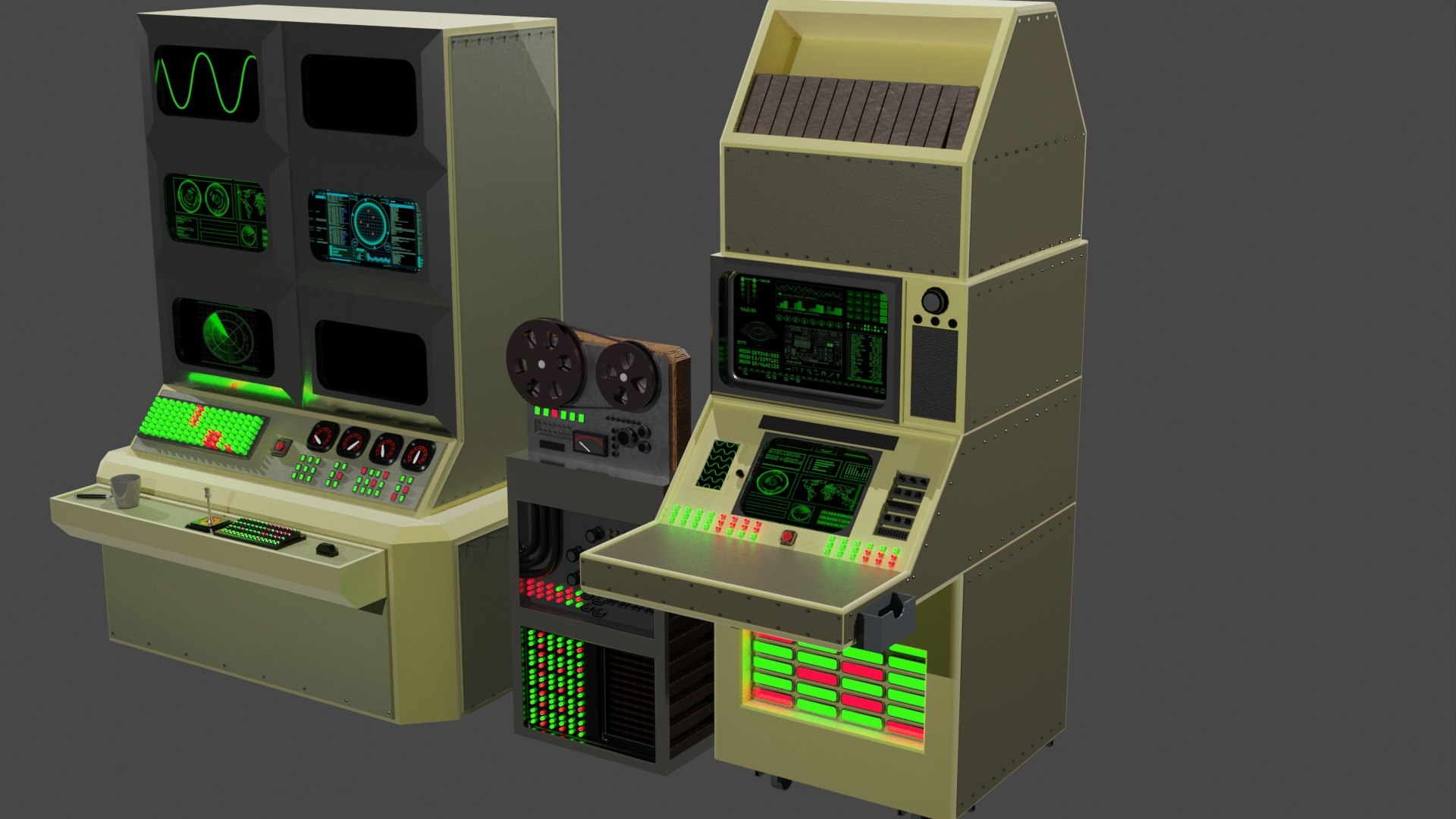 Old 1960 Computers Terminal 3D Model - TurboSquid 2104773