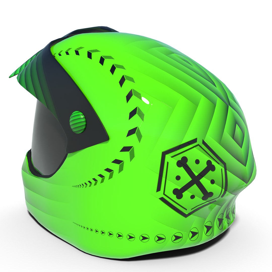 3D Model Biker Helmet Green Neon - TurboSquid 2090331