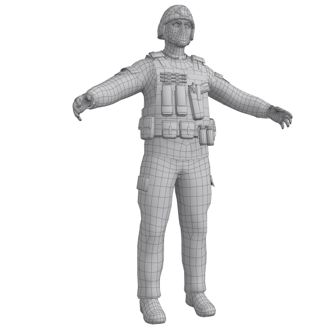 3d rigged swat soldier s model