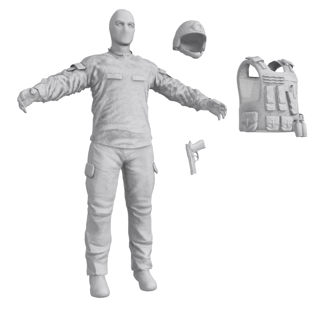 3d rigged swat soldier s model