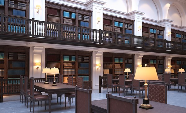 Real library interior rendering model - TurboSquid 1371157